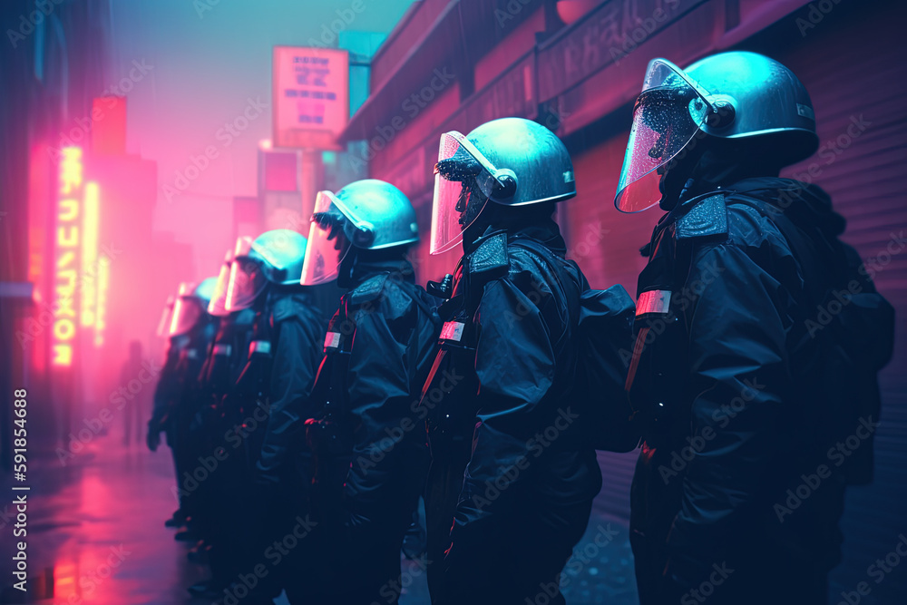 Synthwave Riot: Police Confrontation in a Retrofuturistic World, AI ...