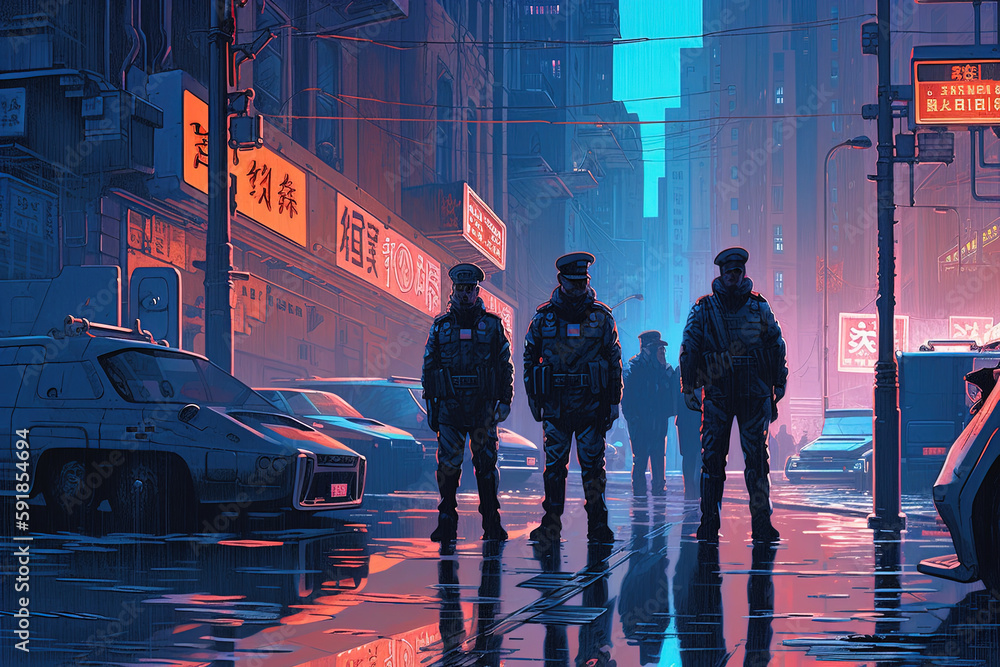 Synthwave Riot: Police Confrontation in a Retrofuturistic World, AI ...