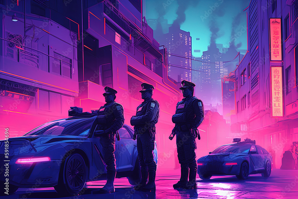 Synthwave Riot: Police Confrontation in a Retrofuturistic World, AI ...