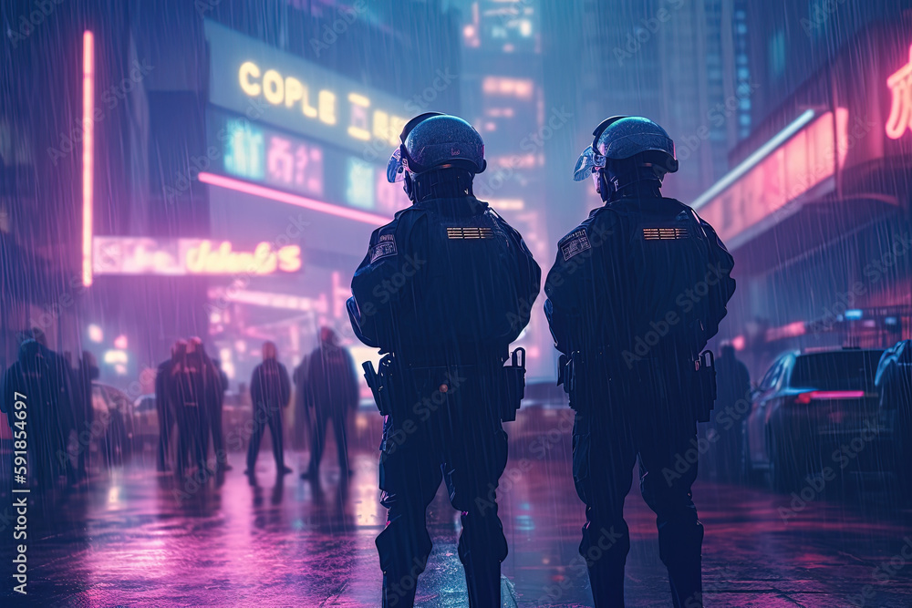 Synthwave Riot: Police Confrontation in a Retrofuturistic World, AI ...