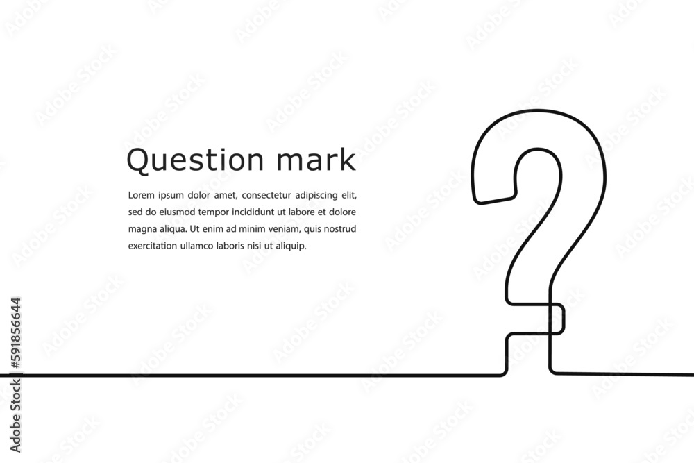 Question mark continuous one line. Hand drawn black quastion mark ...