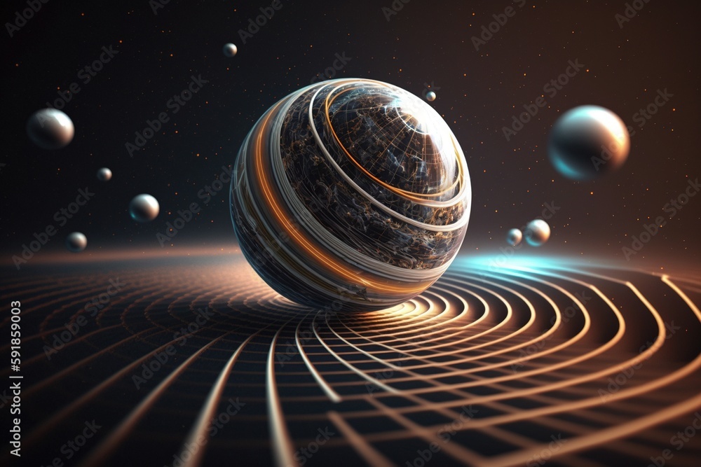Illustrazione Stock Gravity planet earth, gravitational waves concept ...