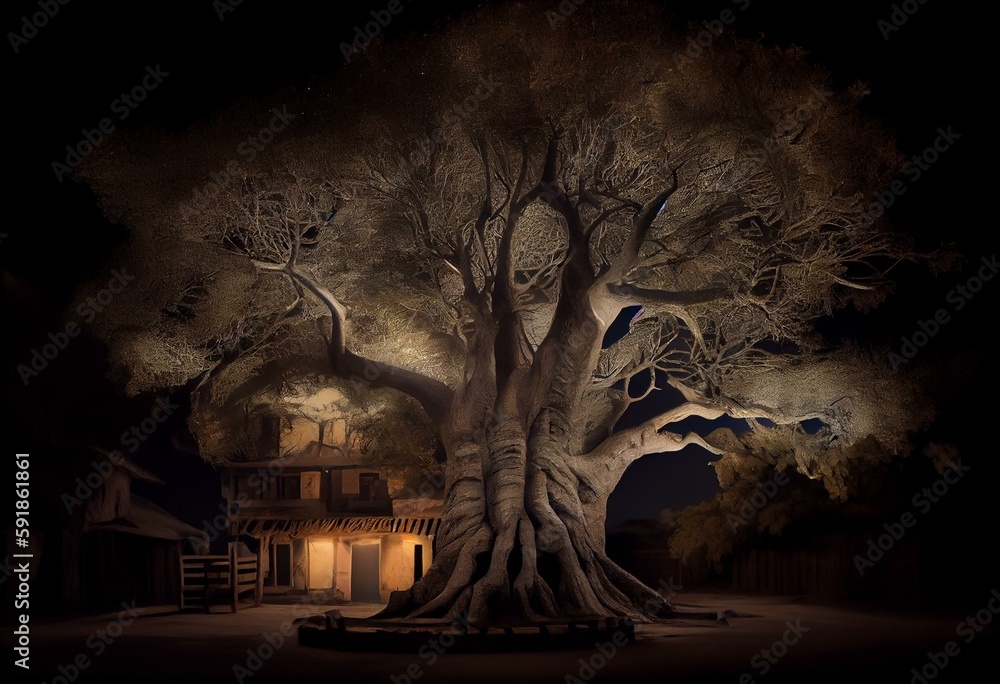 Bhodi tree at night ("tree of awakening") Mahabodhi Tree, Bo Tree ...