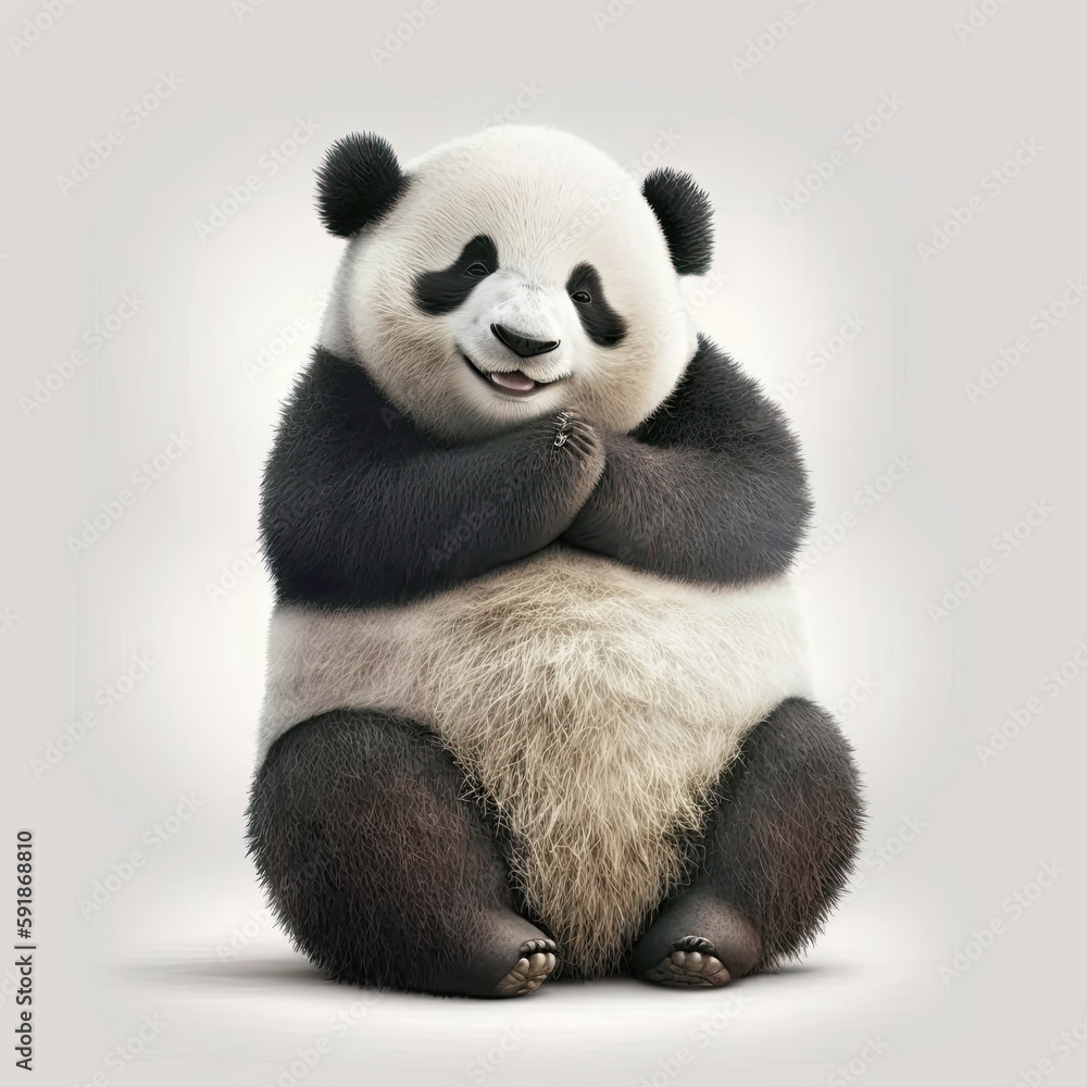 AI generated illustration of cute happy smiling panda Stock ...