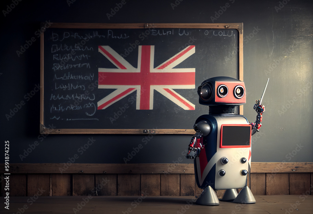Humanoid education robot teacher in England UK teaching British pupils ...