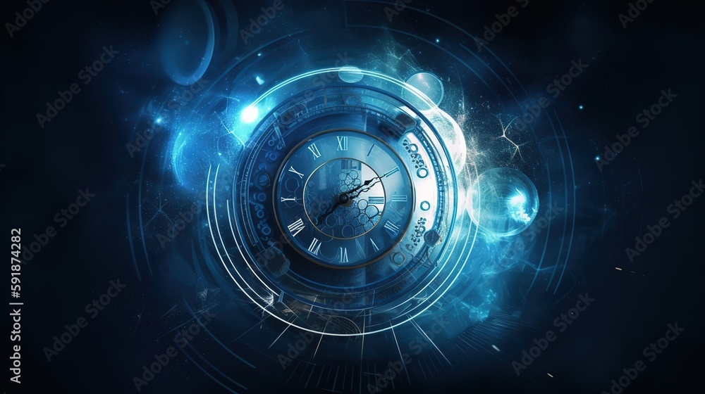 Time travel concept. Time travel clock.AI generated Stock Illustration ...