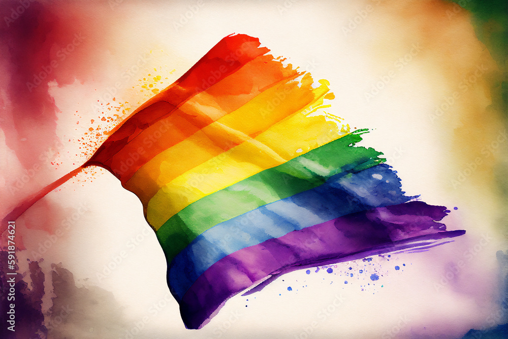 Watercolour background colours of the Pride flag, the rainbow symbol of ...