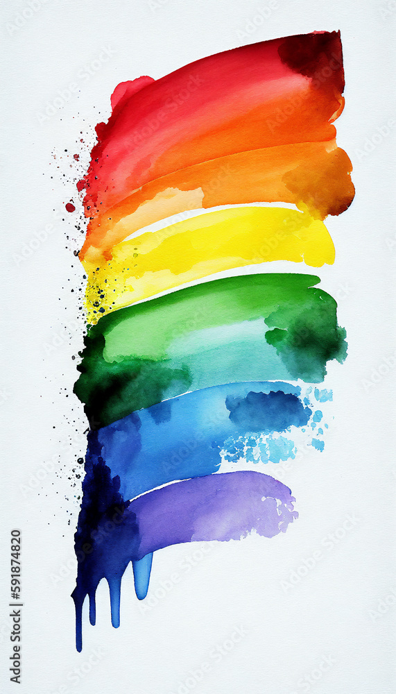 Watercolour background colours of the Pride flag, the rainbow symbol of ...