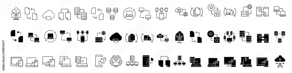 Data exchange icon vector set. data transfer illustration sign ...