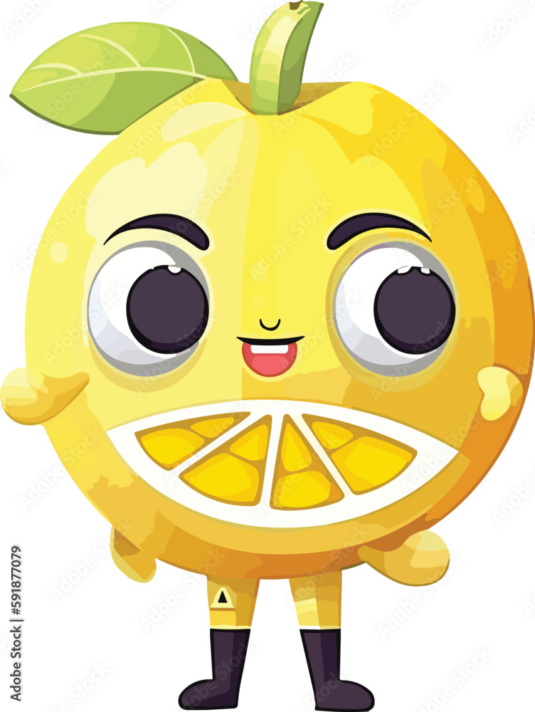 cute chibi lemon smiley character, vector art Stock Vector | Adobe Stock