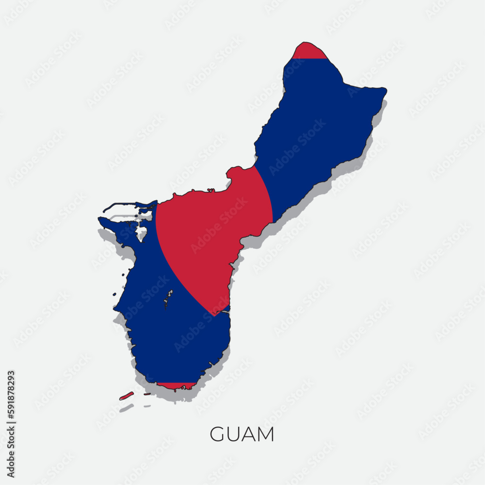 Guam map and flag. Detailed silhouette vector illustration Stock Vector ...