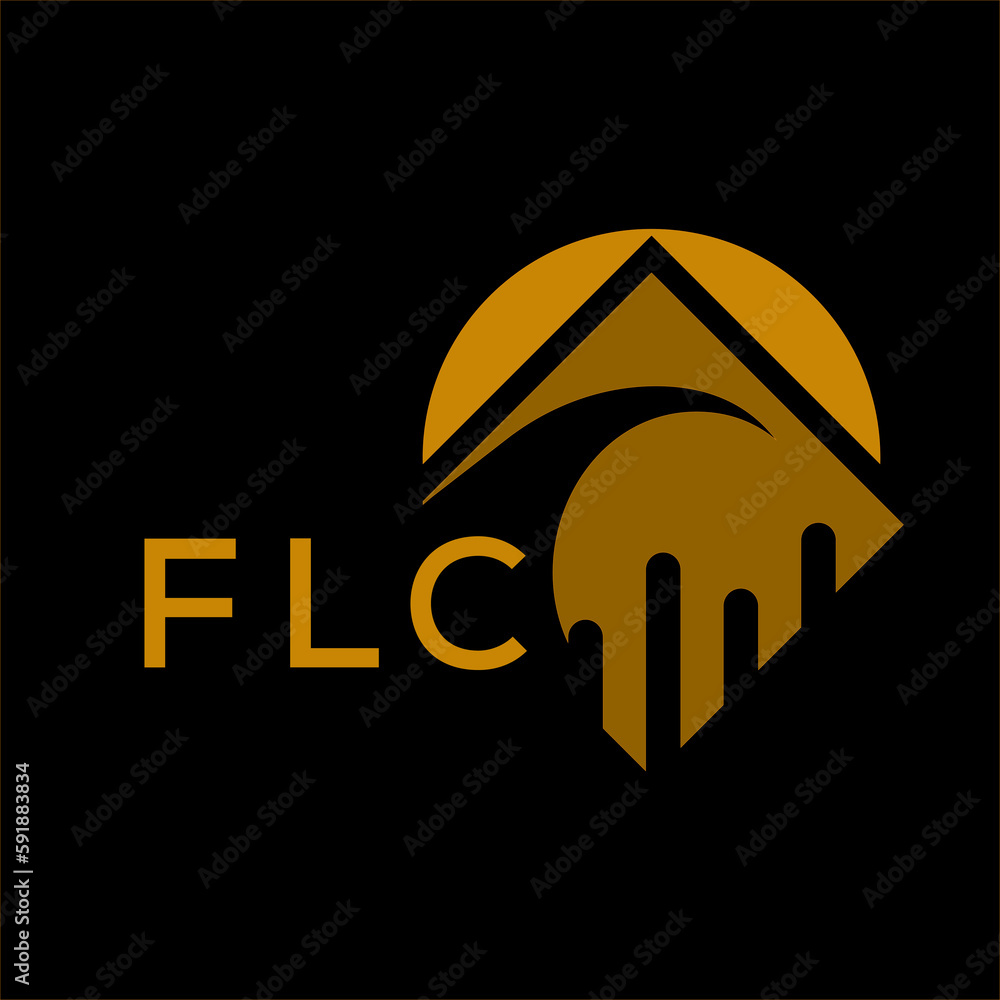 FLC golden color letter logo. FLC golden image on black background ...