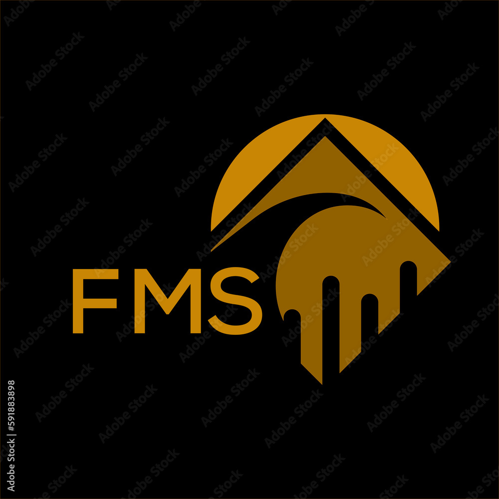 Vecteur Stock FMS golden color letter logo. FMS golden image on black ...