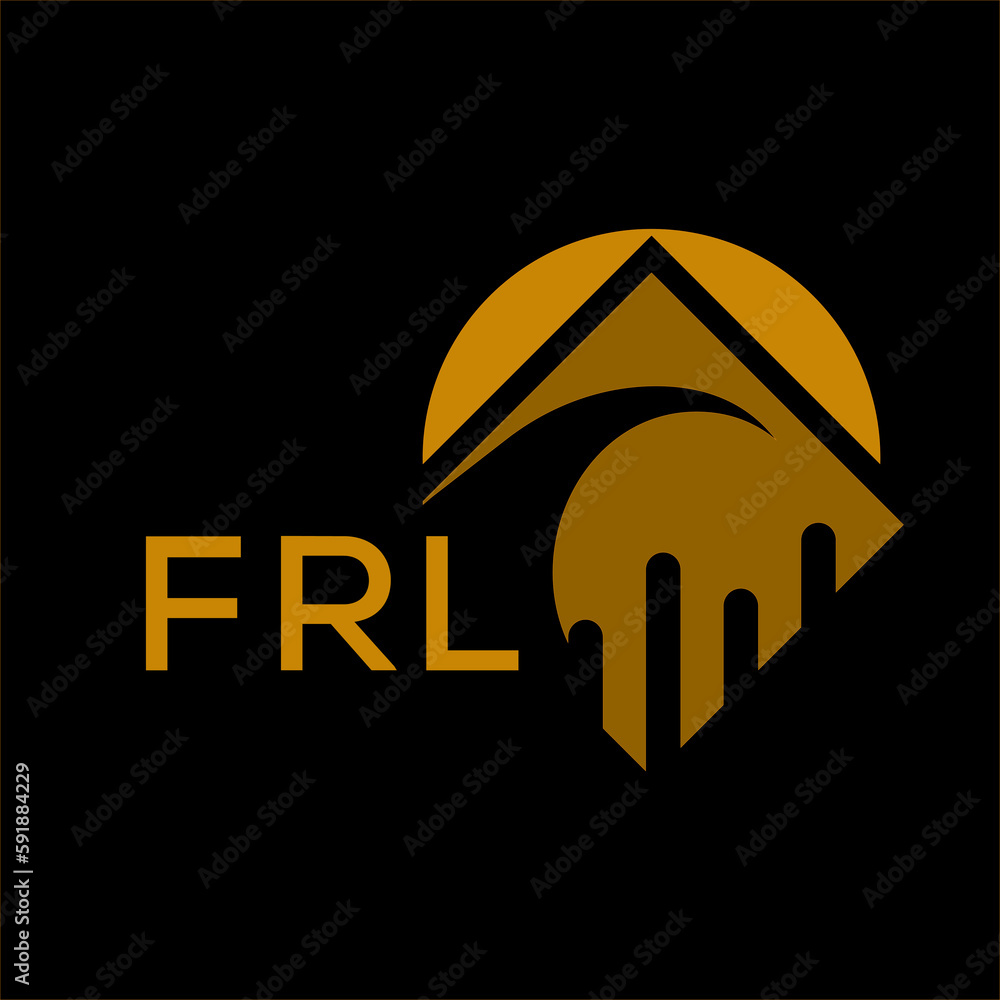 FRL golden color letter logo. FRL golden image on black background ...