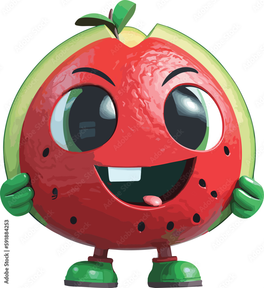 cute chibi watermelon character, vector art Stock Vector | Adobe Stock