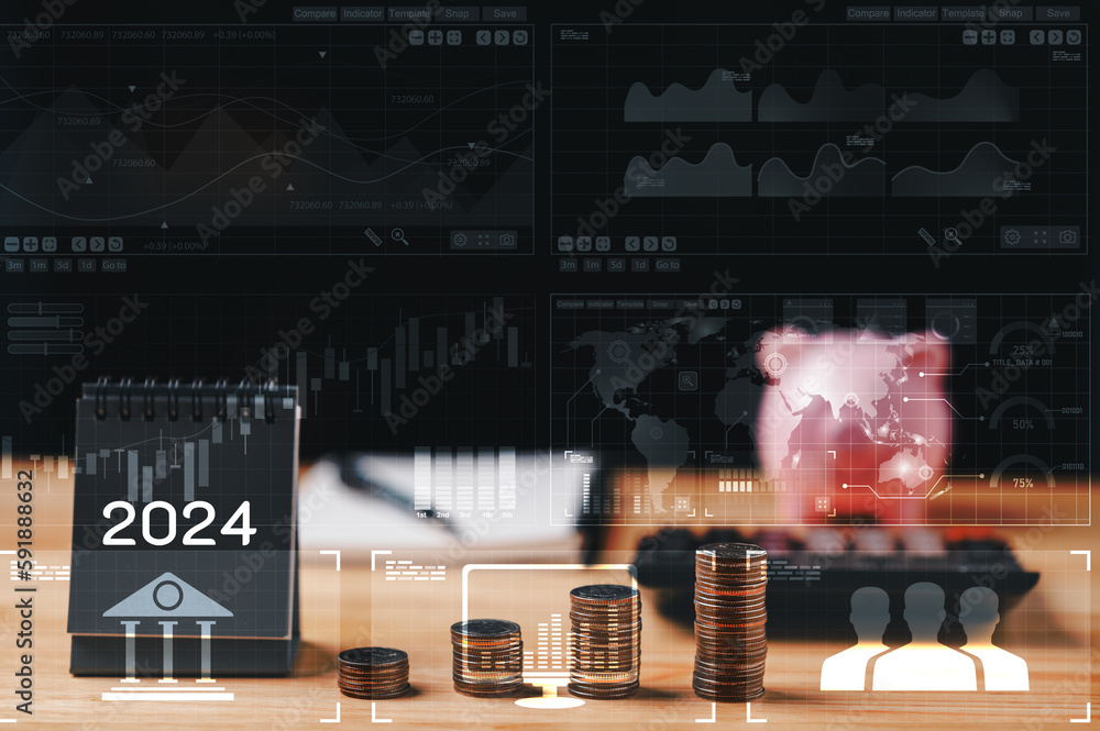 financial analyst conducted double exposure analysis of business graph ...