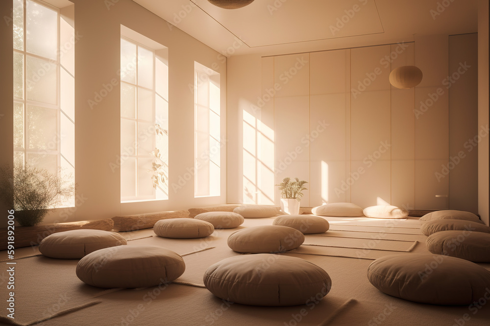 A peaceful image of a meditation room: The image could show a quiet ...