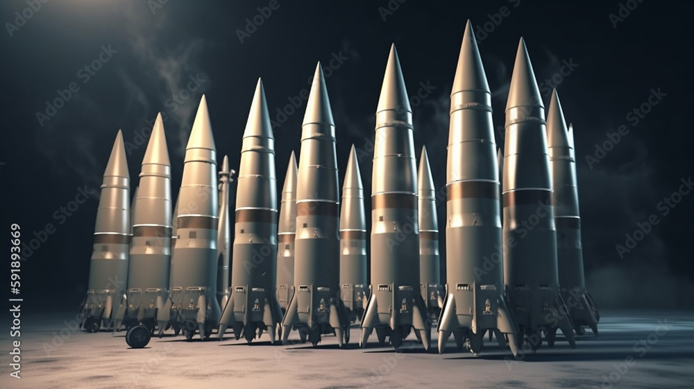 bombs or shells, created by a neural network, Generative AI technology ...