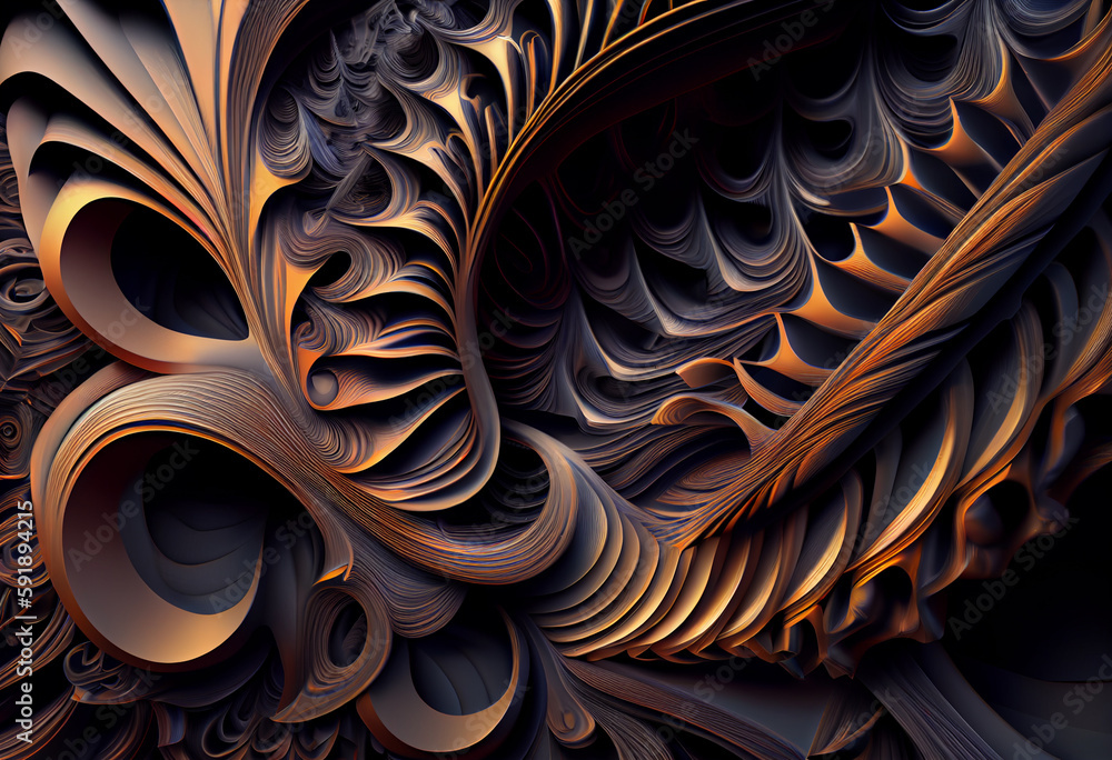 A complex, multi-layered pattern of interlocking shapes that resembles ...