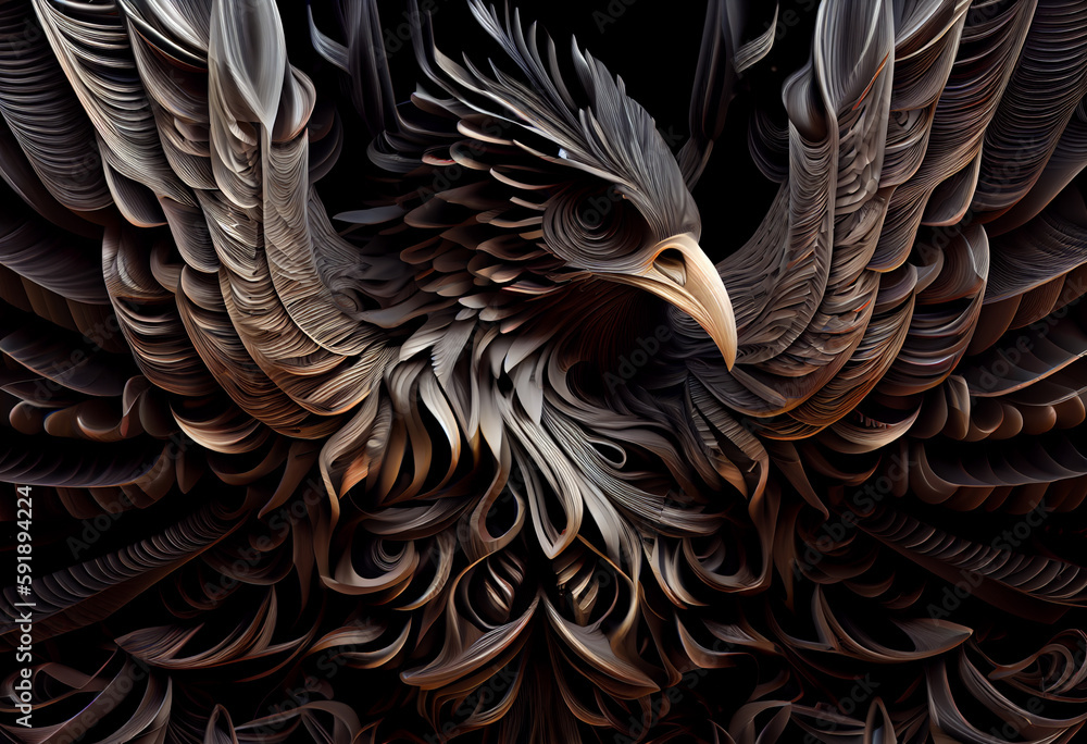 A complex, multi-layered pattern of interlocking shapes that resembles ...