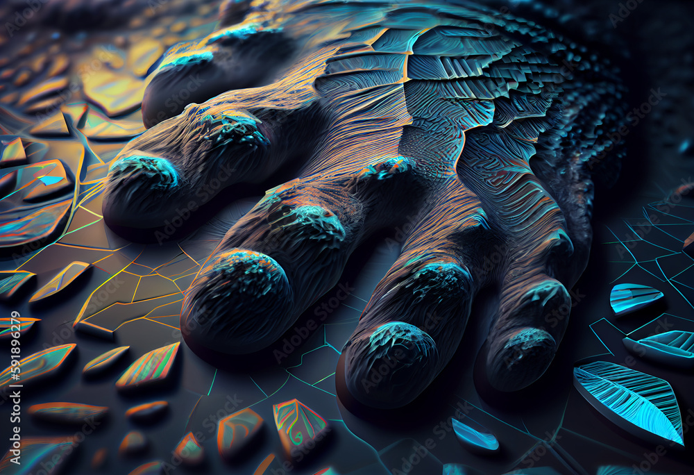 A complex, multi-layered pattern of interlocking shapes that resembles ...