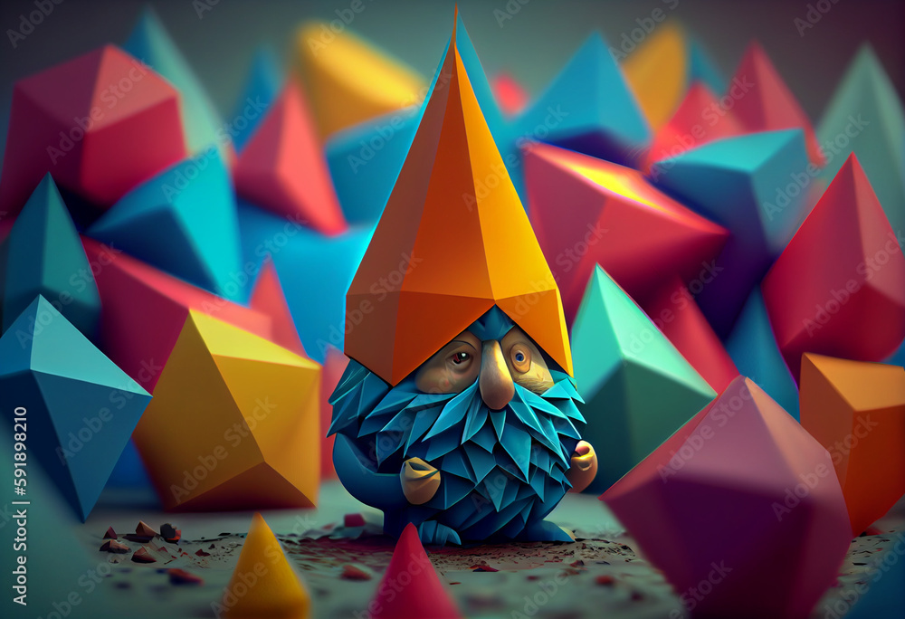 Beautiful surreal geometric Gnome concept, contemporary colors and mood ...