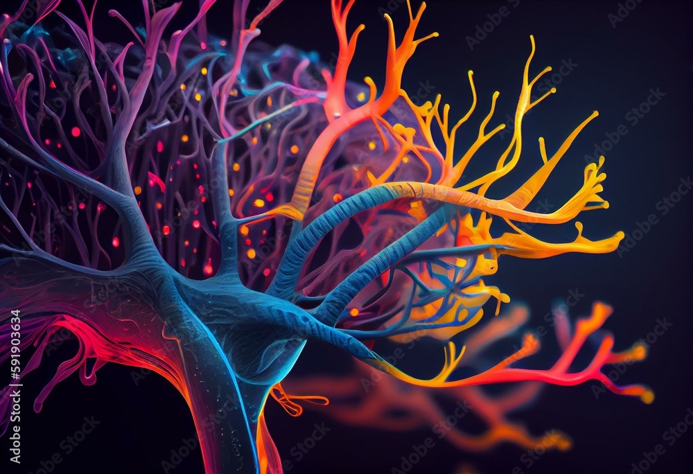 Synapses neurales scientifiques multicolores du cerveau humain. Idéal ...
