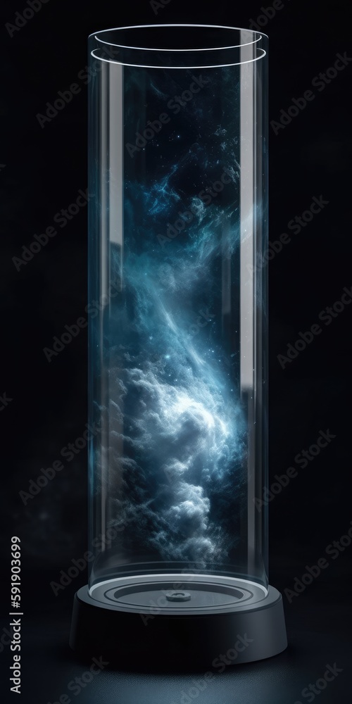 Glass tube contained the oceans, earth, wind, fire, the, entire nature ...