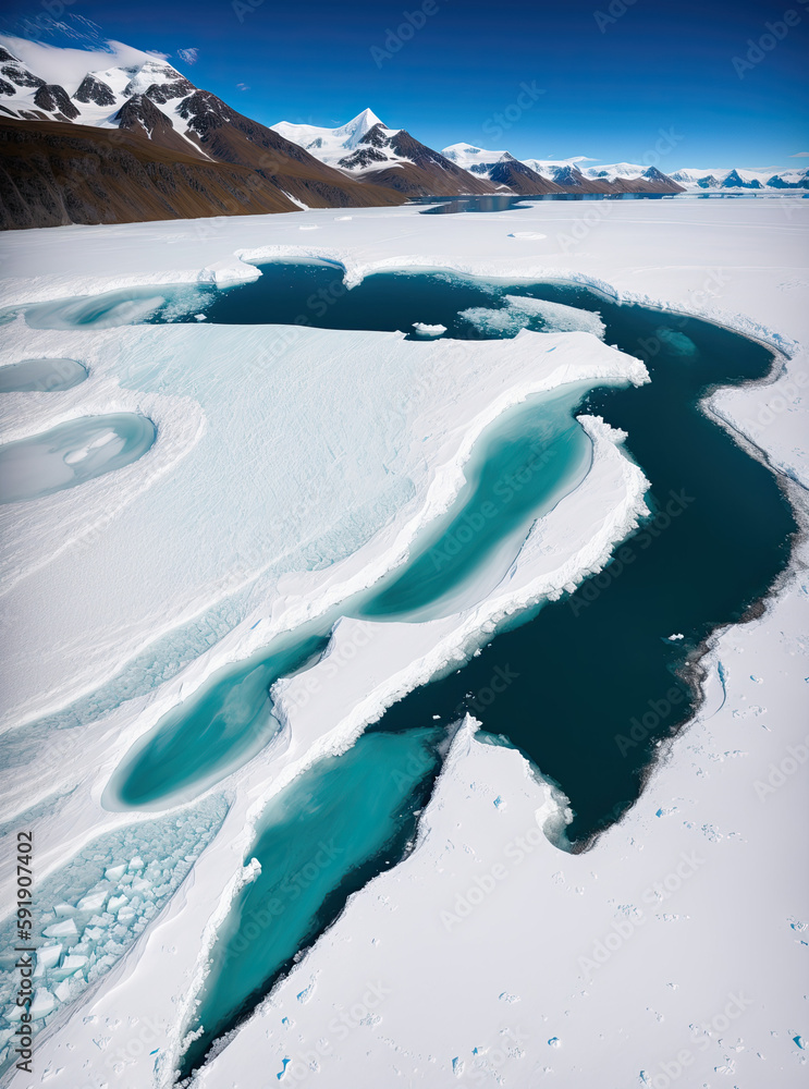 Aerial View of the Fragile Beauty of Antarctica: Drone Shot Showing the ...