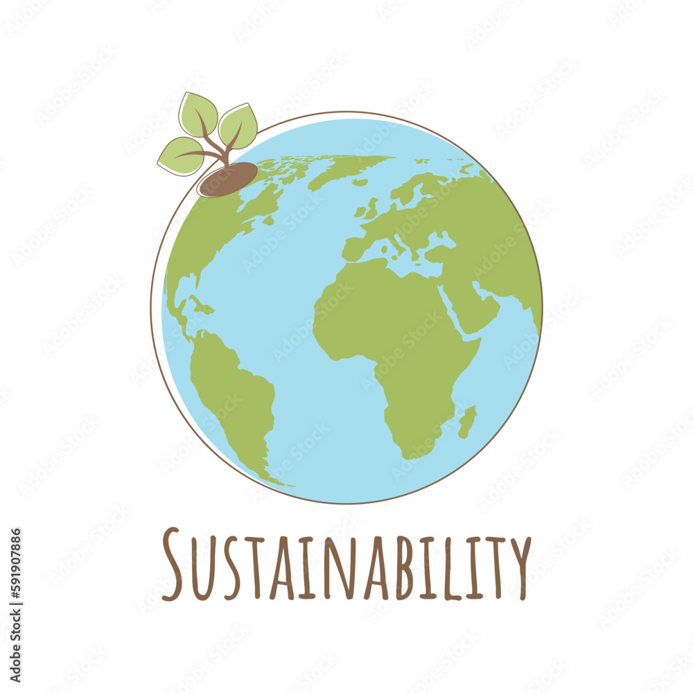 Earth and plant with littering. Associations Sustainable development ...