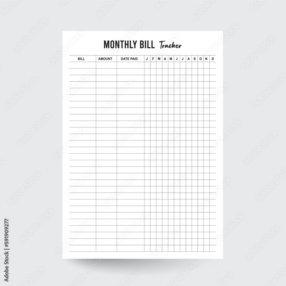 Monthly Bill Tracker,Bill Tracker,Month Bills,Bill Planner,Bill ...