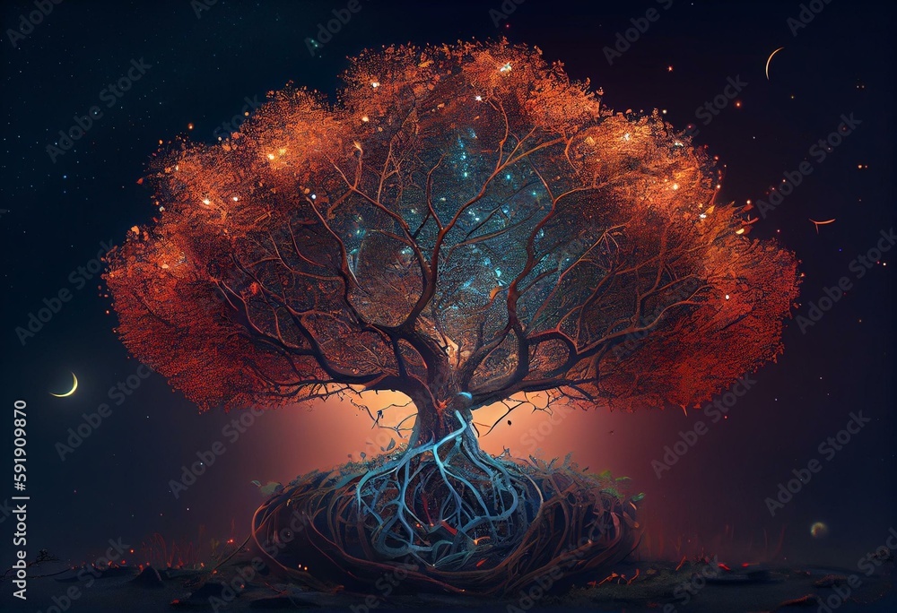 Tree of Life - digital art made by generative AI depicting the tree of ...