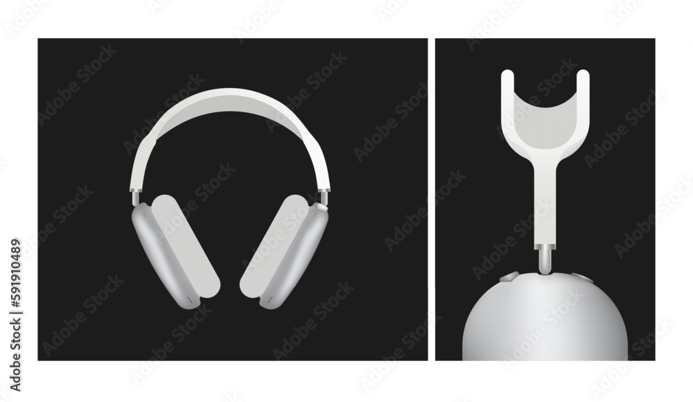 AirPods Max. AirPods Max side and front view. Vector. editorial ...