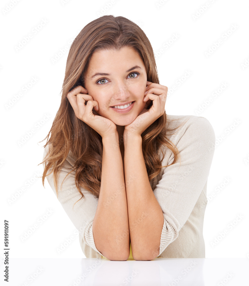 Face portrait, smile and beauty of woman isolated on a transparent png ...