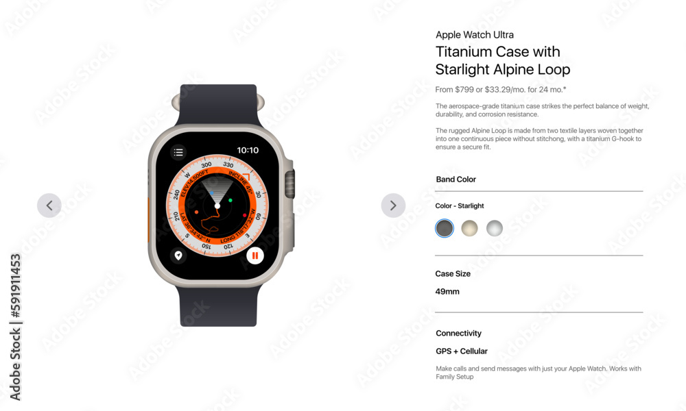 Apple watch ultra. Apple watch ultra front view. Vector. Editorial ...