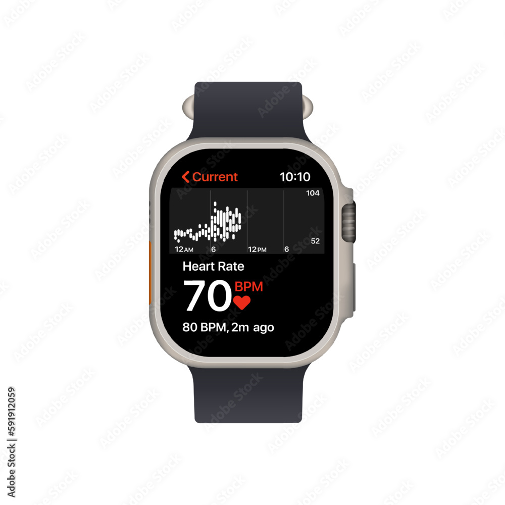 Apple watch. Apple watch with heart rate sensor. Vector. Editorial ...