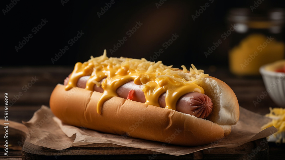 Traditional hot dog, created by a neural network, Generative AI ...