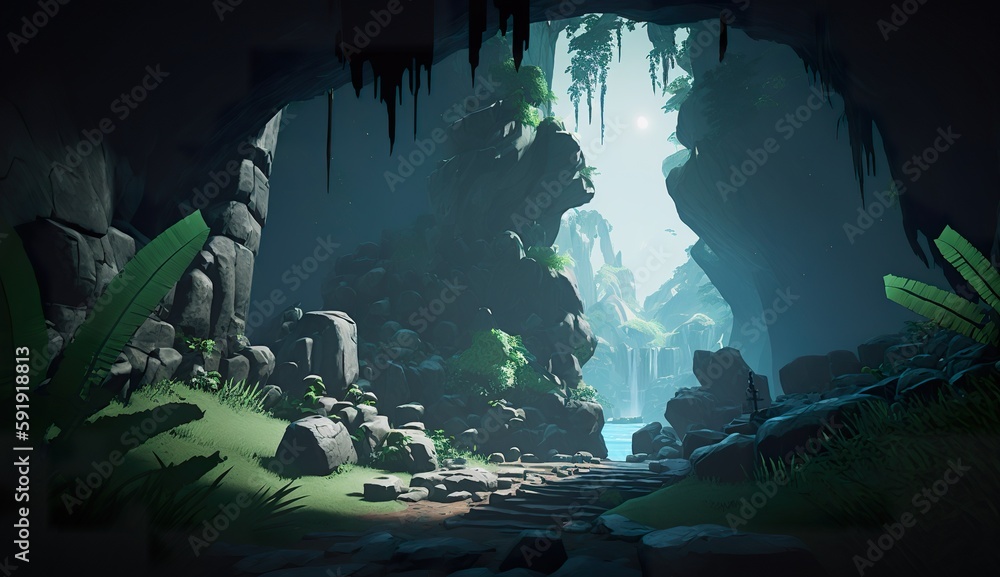 Fantasy Caves. Game level design and environmental, art location ...
