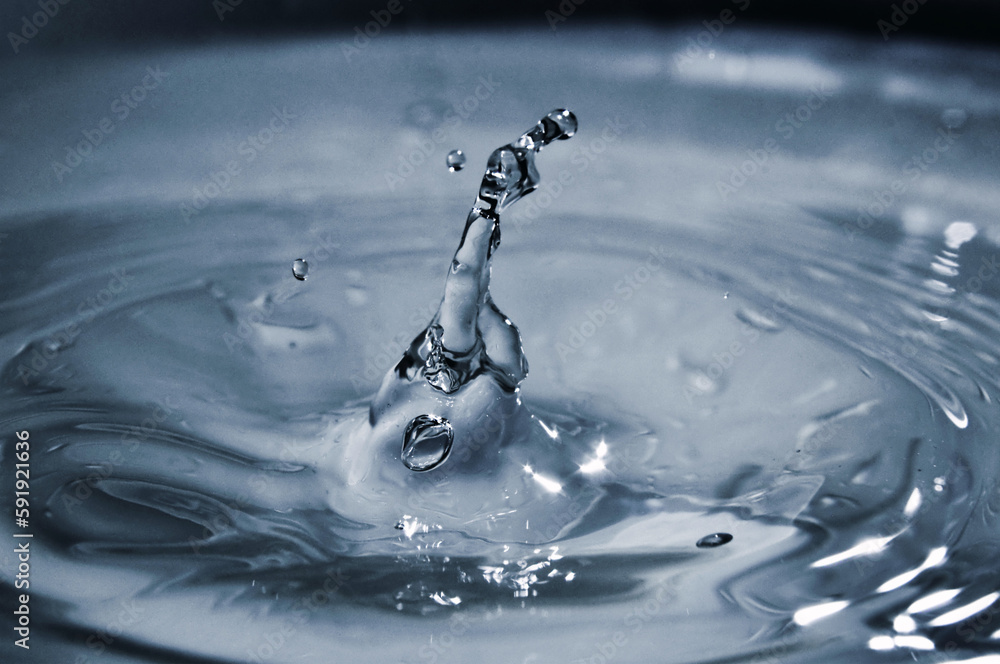 water drop closeup Clear Water drop with circular waves Stock ...