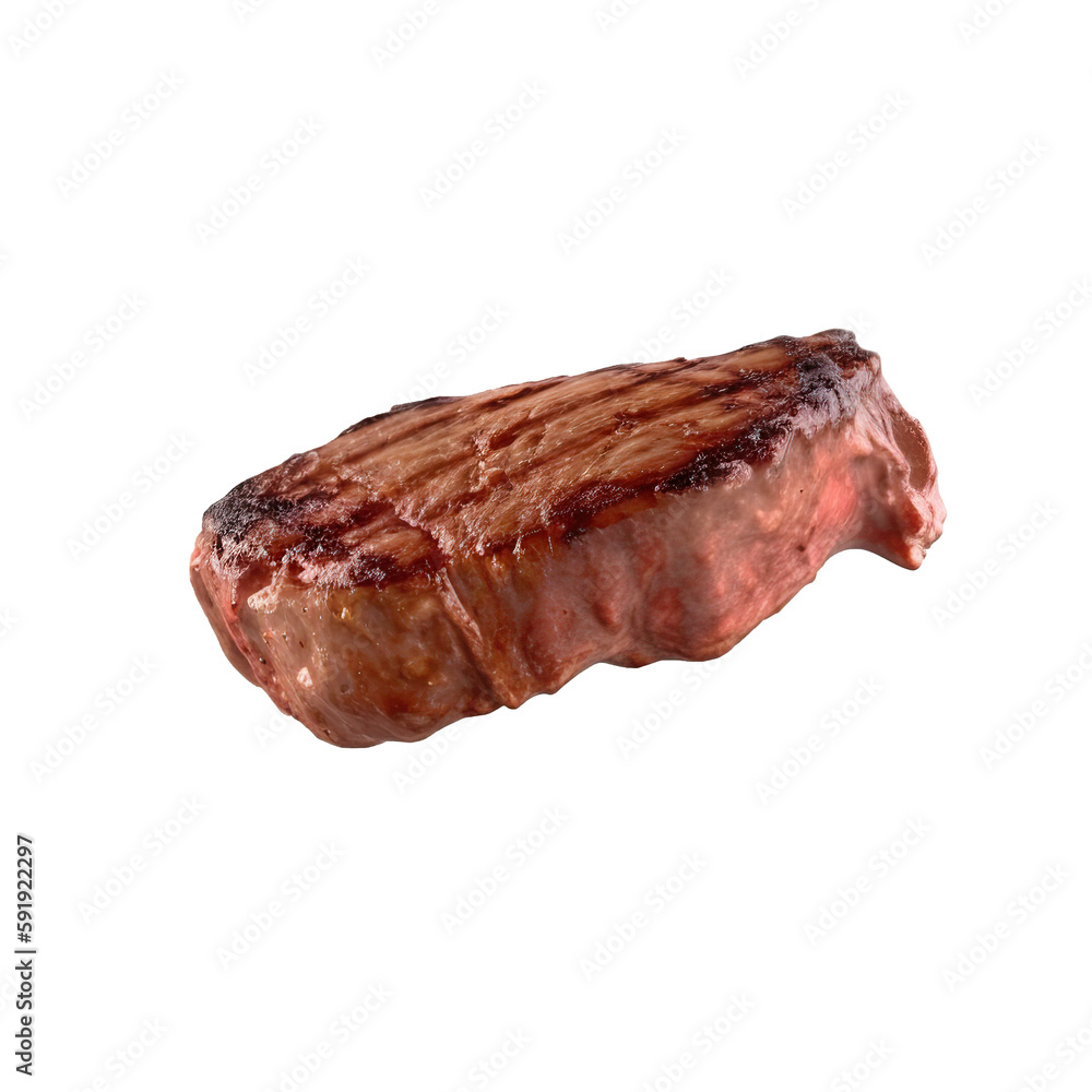 Beef steak, realistic 3d steak falling in the air, rare grilled steak ...