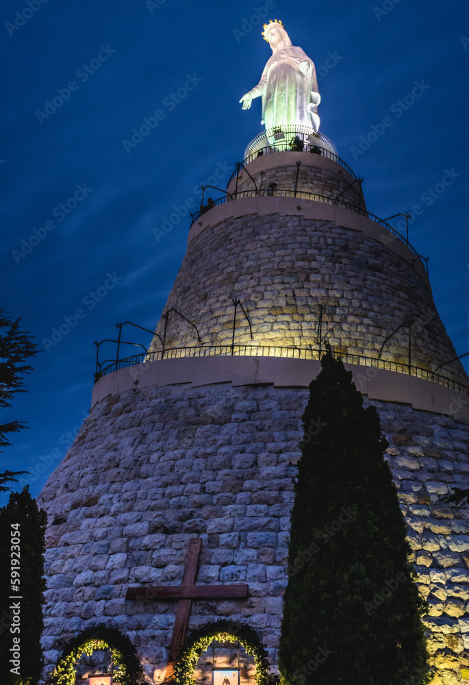 Harissa, Lebanon - March 5, 2020: Large sculpture in Marian shrine of ...