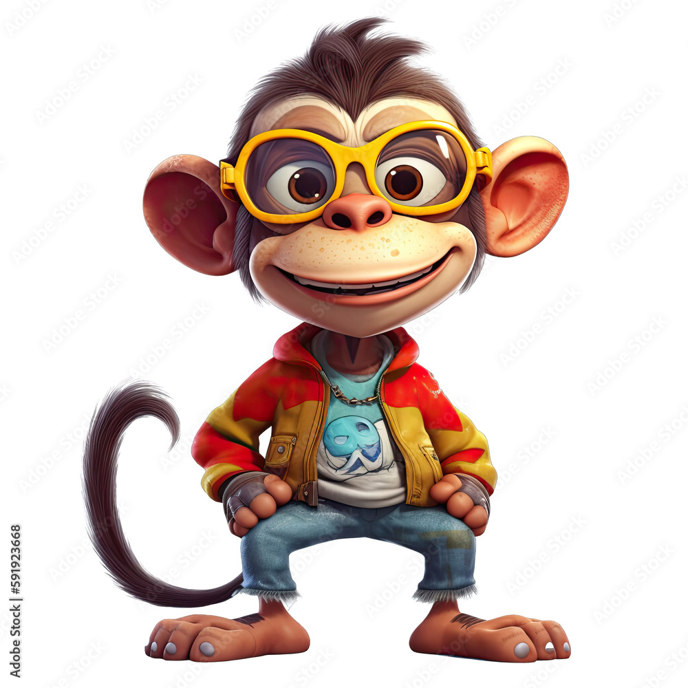 Monkey Illustration on transparent background. Generative AI Stock ...