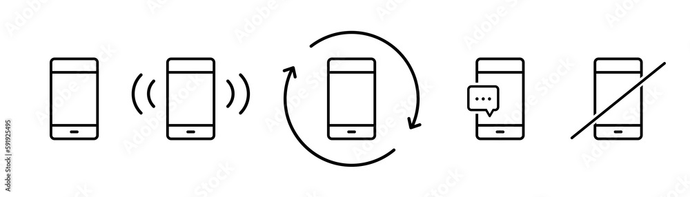Phone icon set. Mobile phone outline sign. Call, ringing, message Stock ...