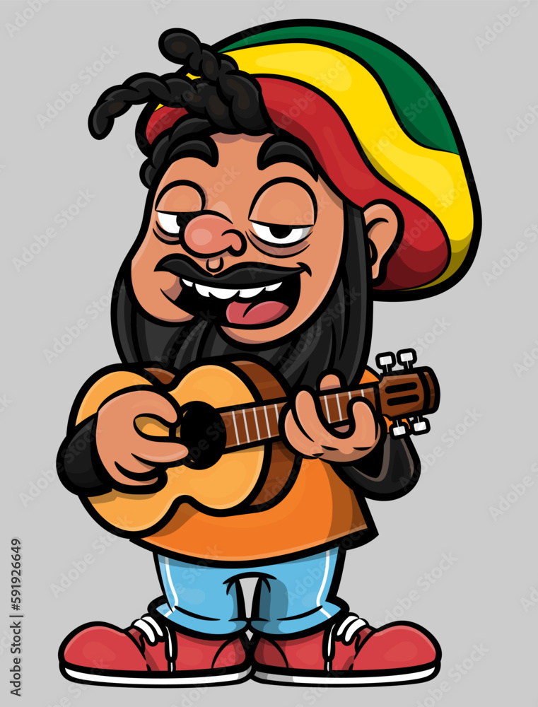 Cartoon illustration of Dreadlocks men wearing casual outfit and beanie ...