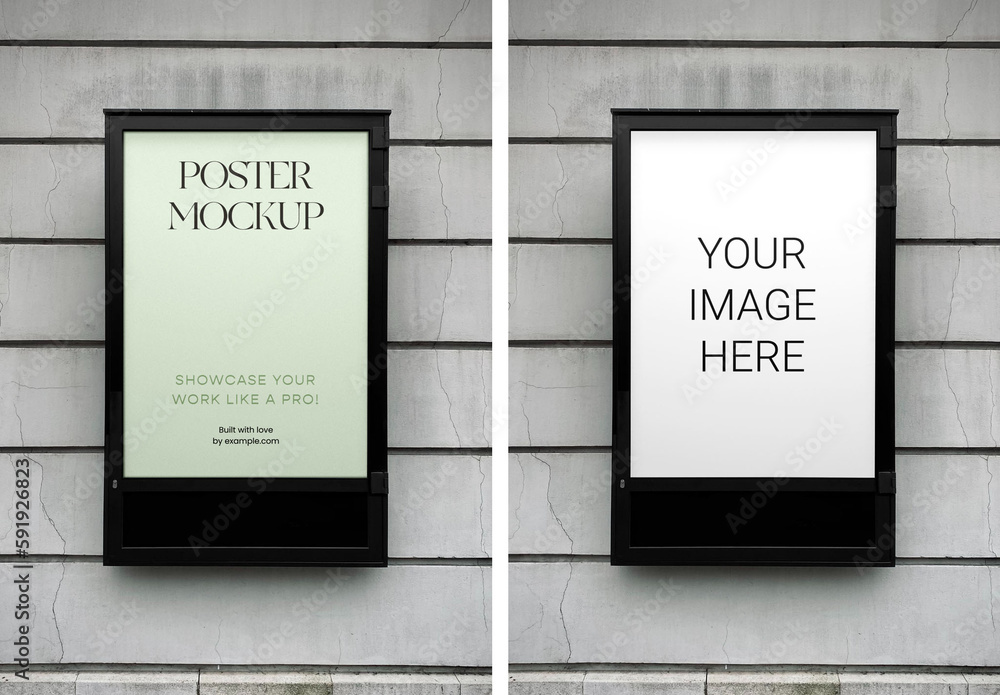 Poster on Building Wall Mockup Stock Template | Adobe Stock