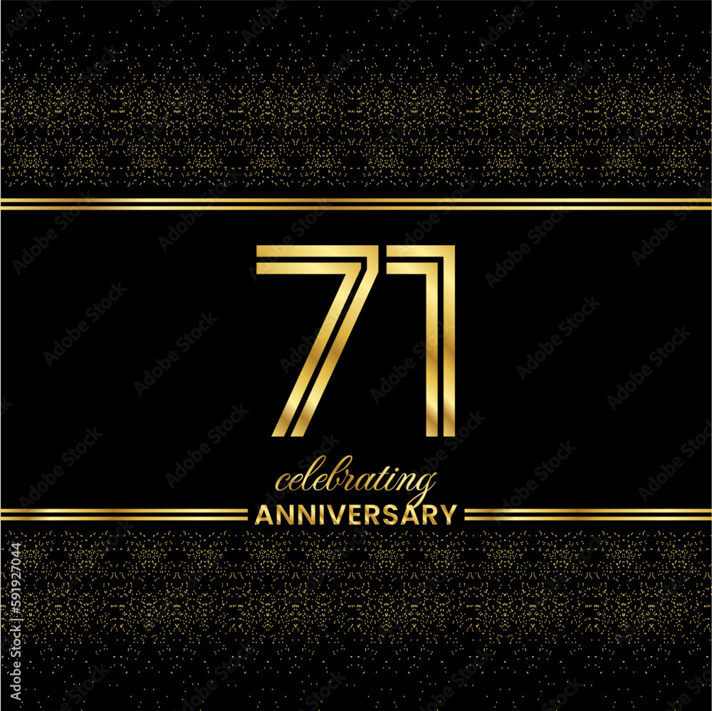 71 Golden Double Line Number. 71 Anniversary invitation cover with ...