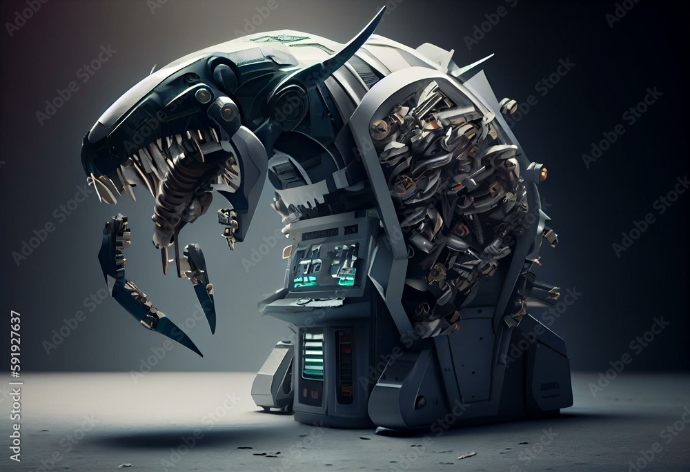 Robotic claw of grab machine is grasping stacks of one hundred US ...