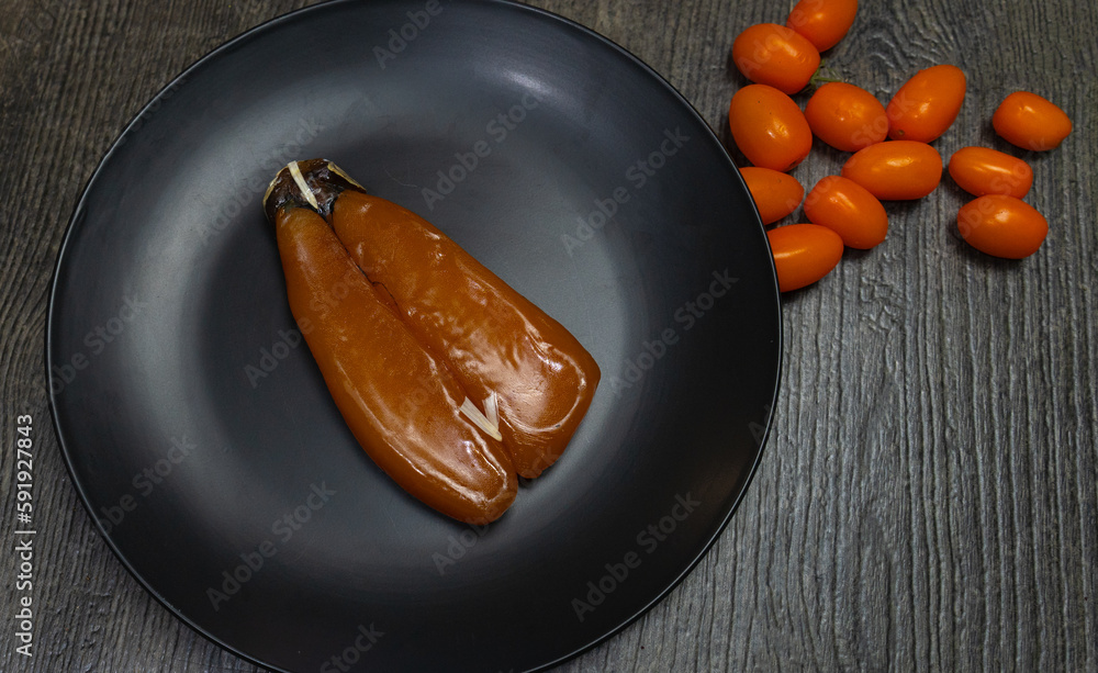 Bottarga, the dried, pressed roe of the mullet, used in the sardinian ...