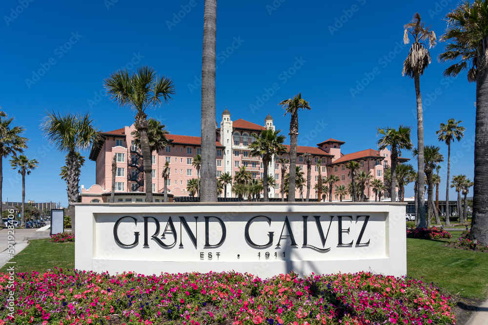 Galveston, TX, USA - March 12, 2022: Grand Galvez hotel in Galveston ...
