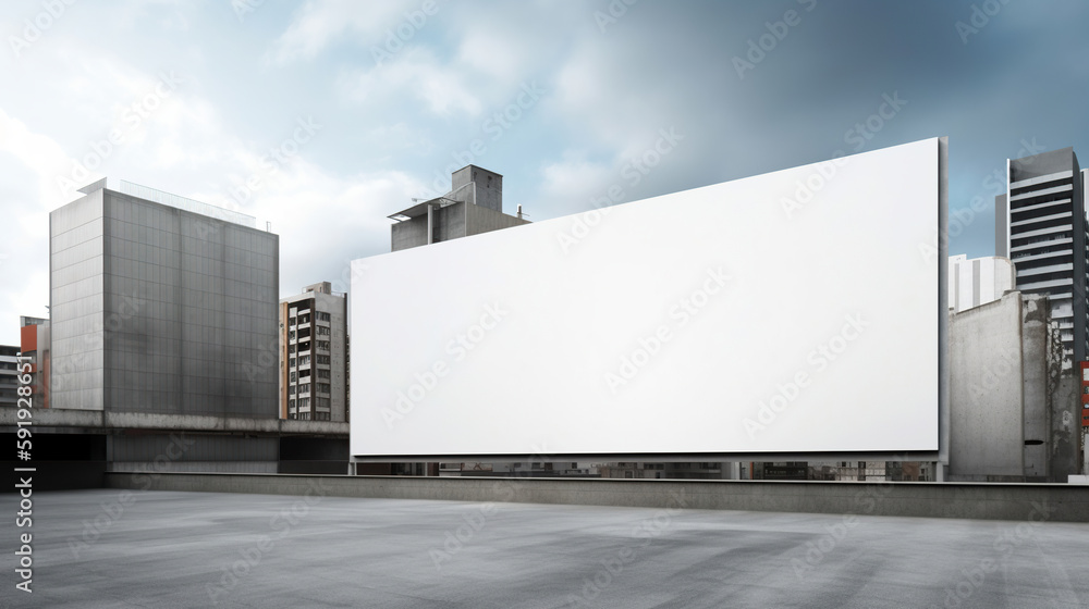 Empty space advertisement board, blank white signboard on roadside in ...